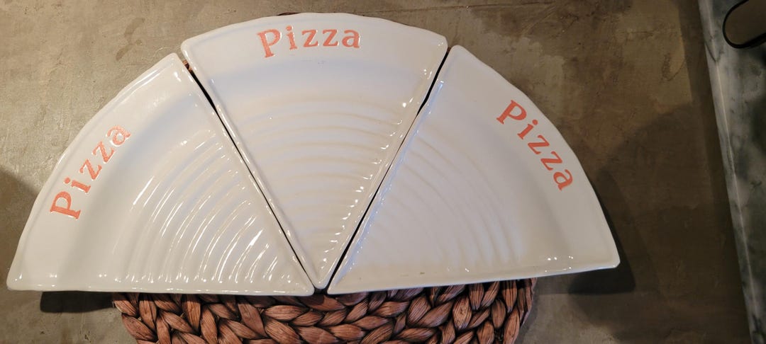 Vintage Set of 3 Ceramic Pizza Slice Shape Plate Dish 1970's Retro. - Etsy