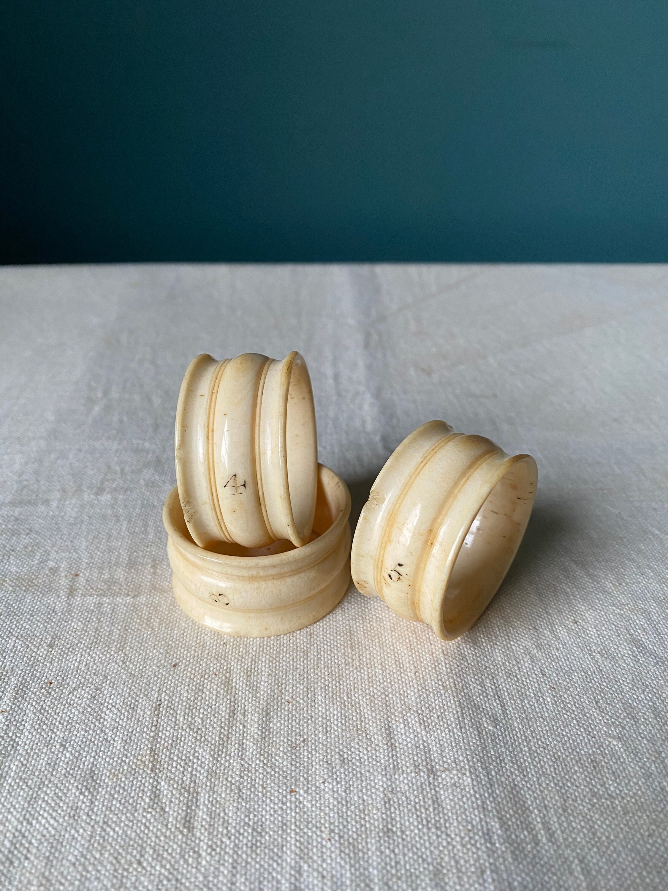 Set of 3 antique bone napkin rings | Etsy
