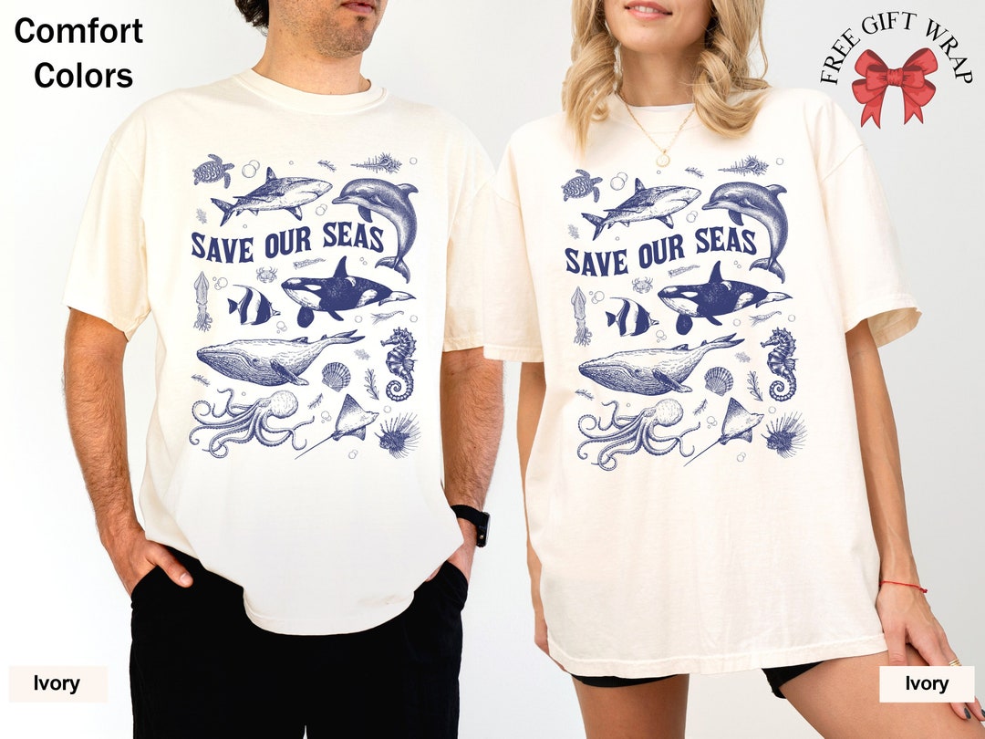 Comfort Colors Save Our Seas Shirt, Vintage Ocean Inspired Style Tee ...