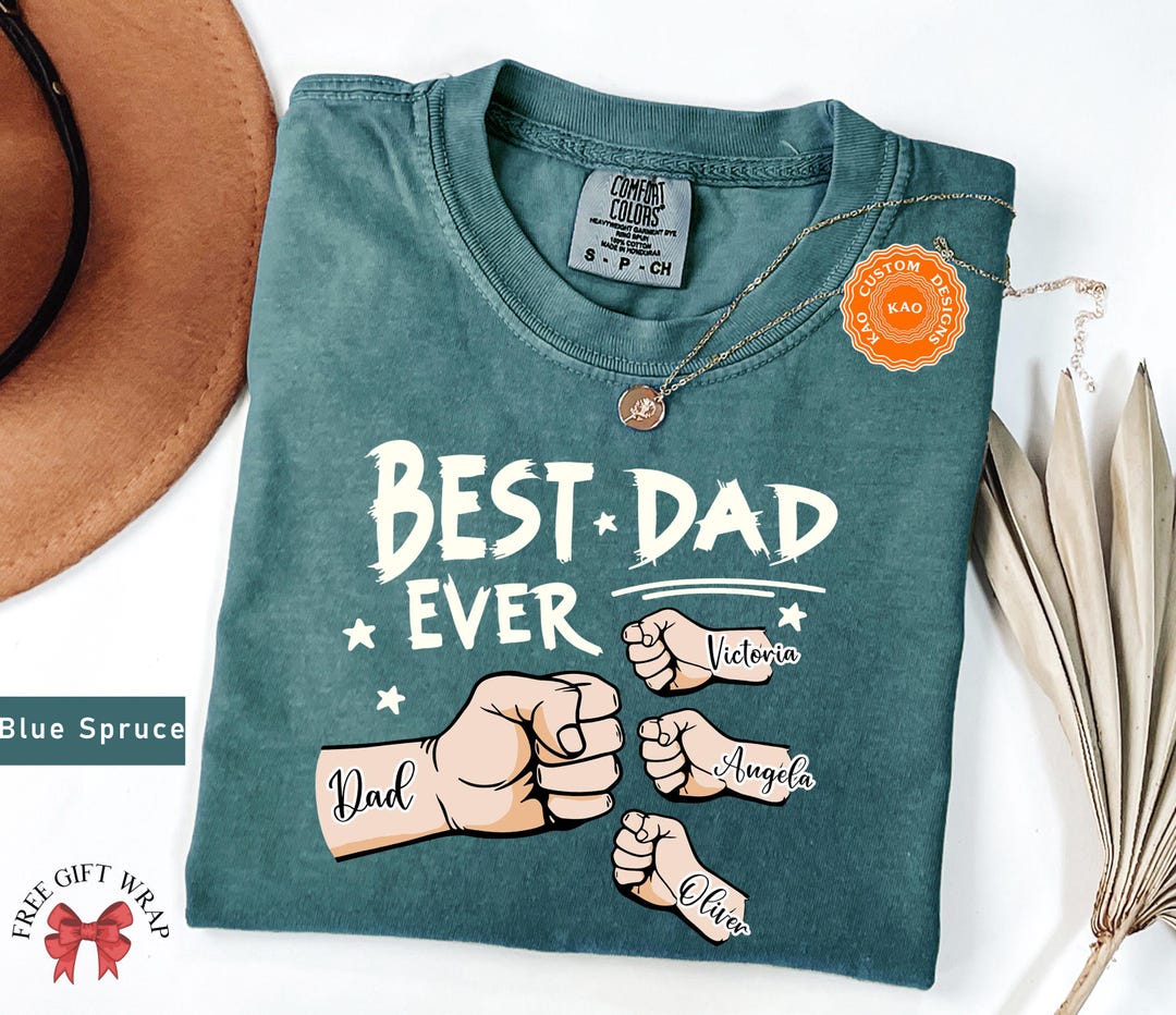 Comfort Colors Custom Dad T-shirt: Personalized Fist Bump Tee - Etsy