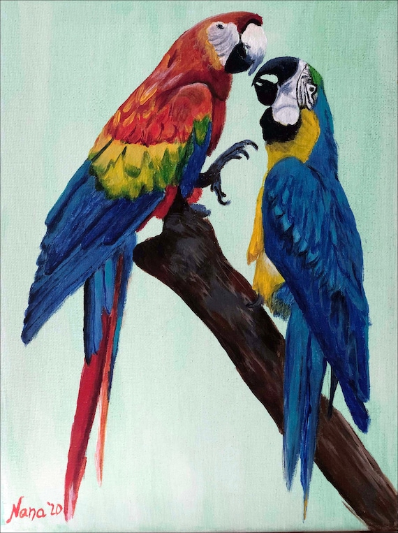 Macaw Parrots Art Original Acrylic Painting on Canvas or | Etsy Macaw Parrots Art Original Acrylic Painting on Canvas or | Etsy