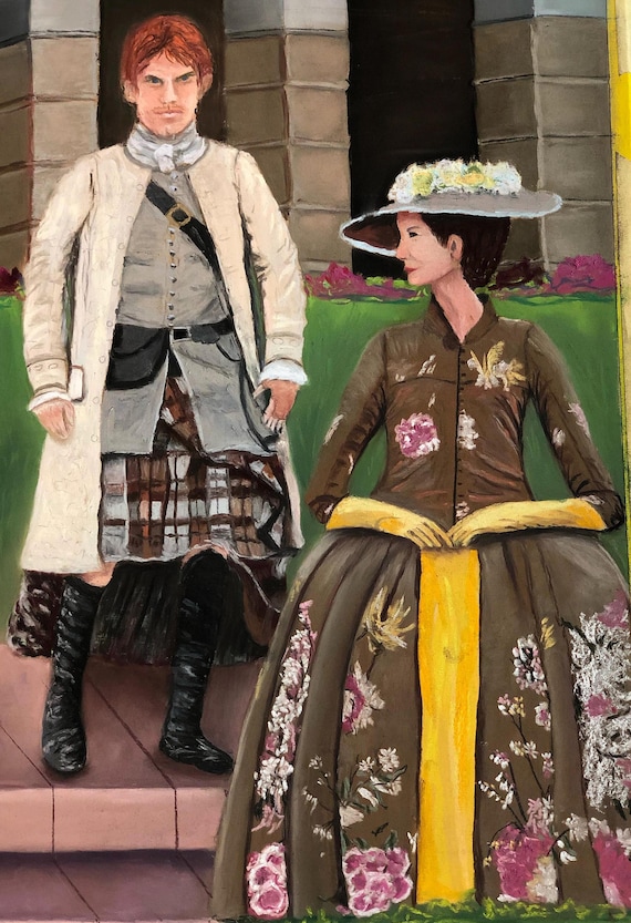 Outlander Claire And Jamie Original Oil Pastel Drawing