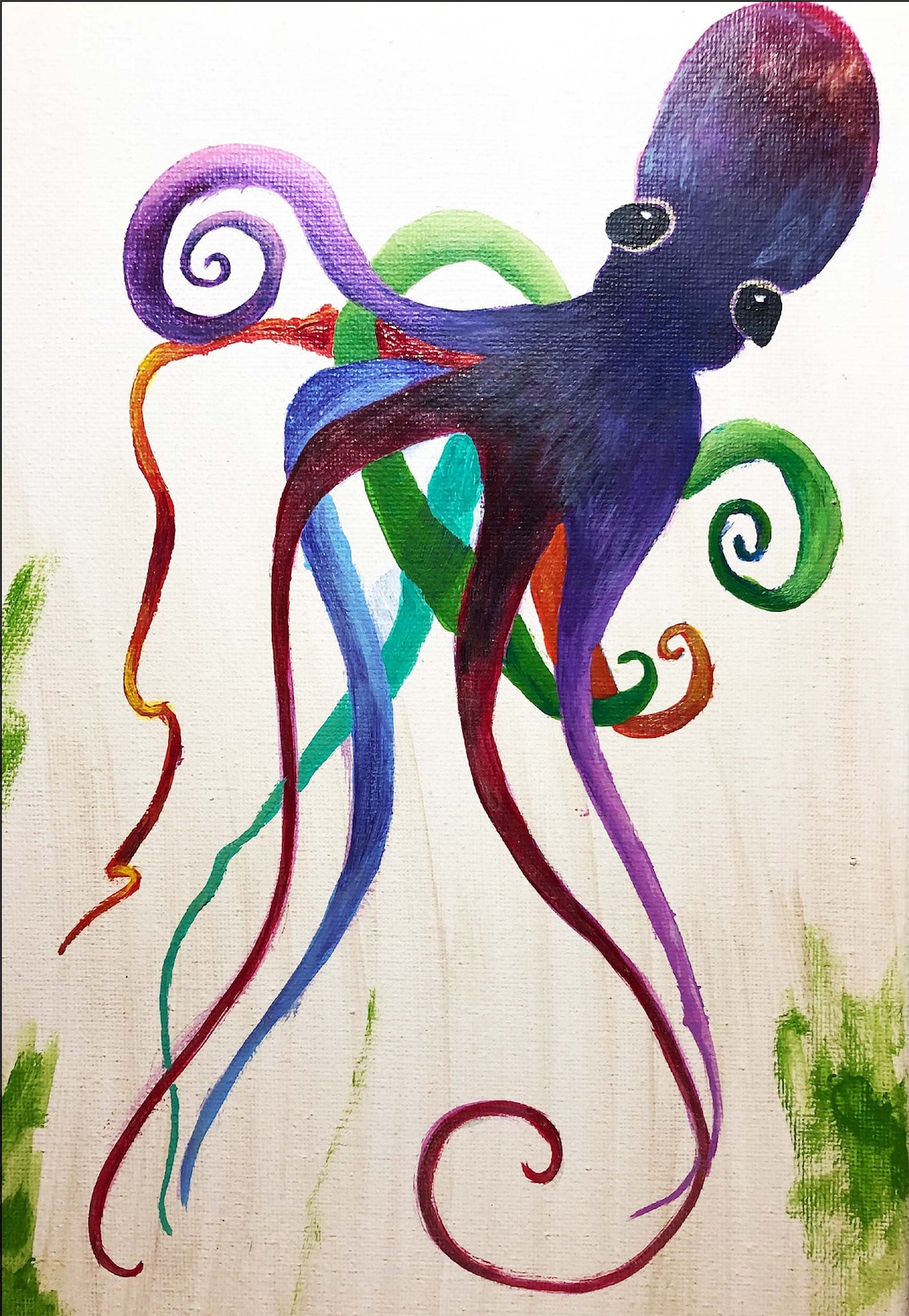 Colorful Octopus Art Original Acrylic Painting on Canvas or Prints for ...