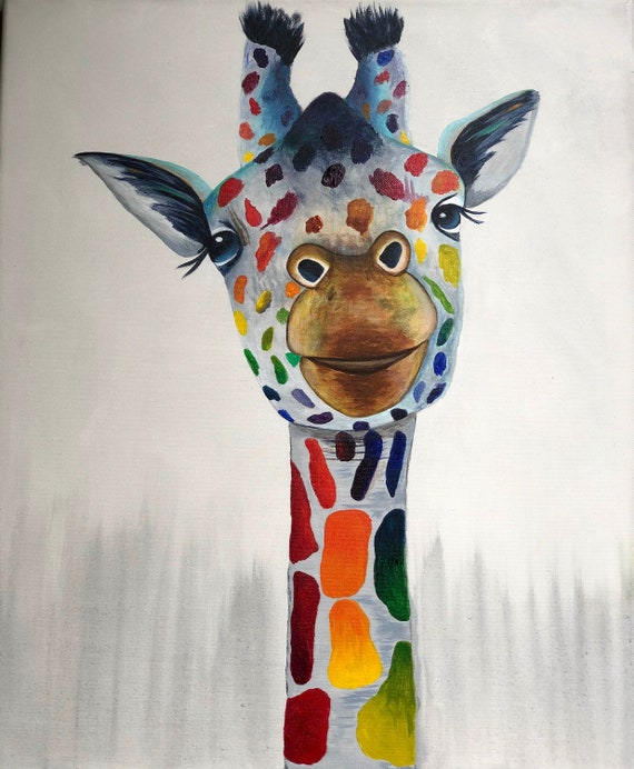 Colorful Giraffe Painting