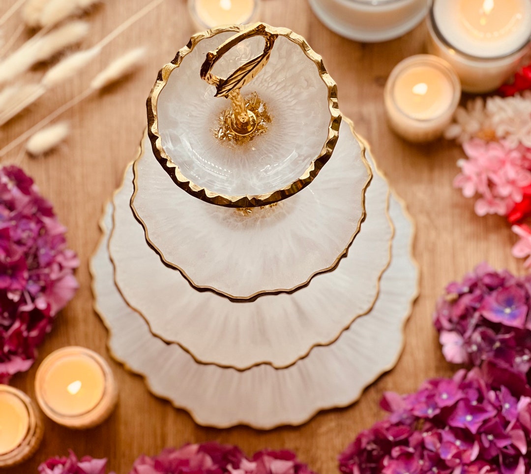 Cake Stand, Resin Cake Stand, Resin Art Cake Stand, Blue, Epoxy Cake ...