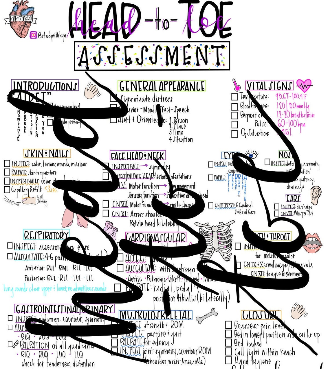 Head-to-toe Assessment Cheat Sheet - Etsy