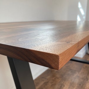 Walnut Desk Home Office Study Solid Wood Steel Legs PC Gaming Table ...