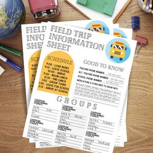 Field Trip Information Sheet Classroom Forms Forms for - Etsy