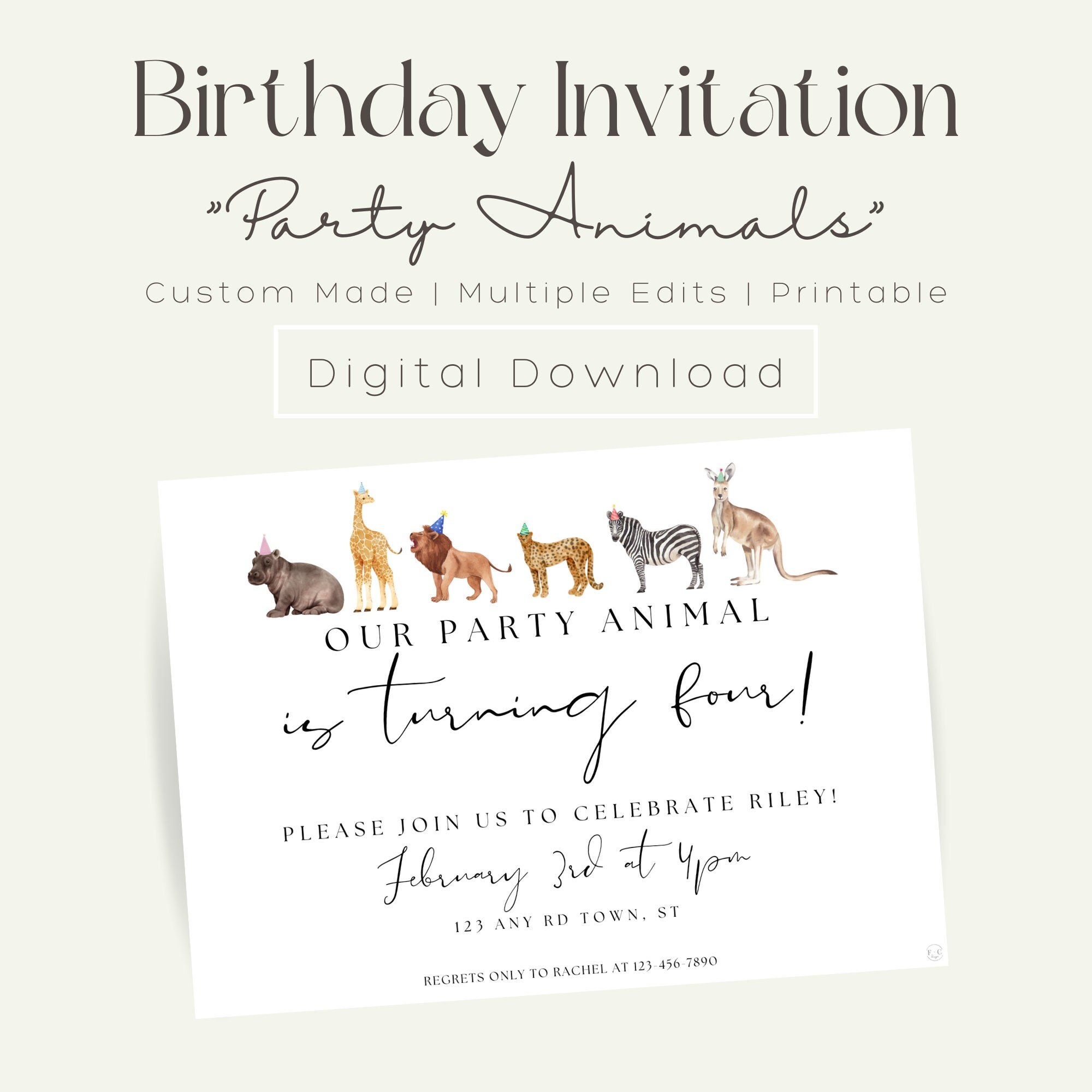 Party Animal Birthday Invitation Customized Party Animal - Etsy