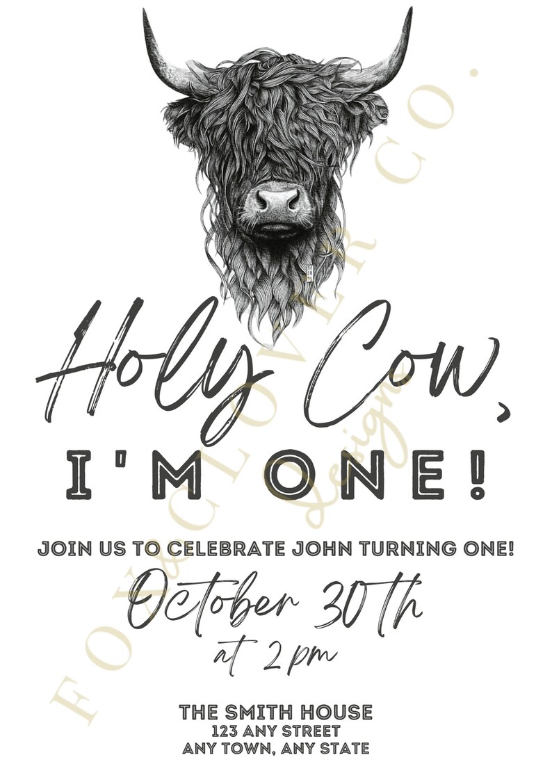 Custom Holy Cow Birthday Invite Farm Birthday Any Age - Etsy