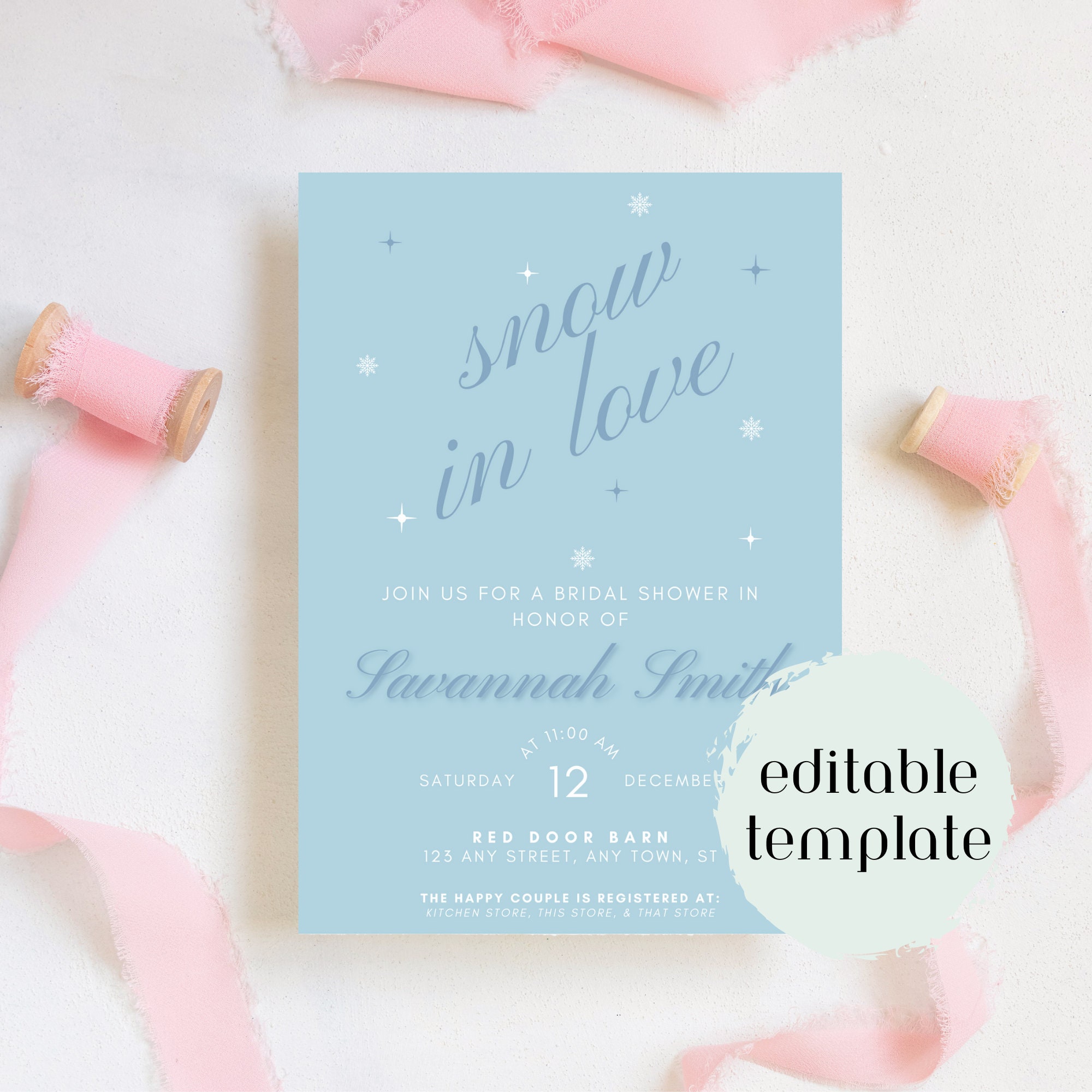 Snow in Love Bridal Shower Invitation Template Snow Wedding Bridal ...