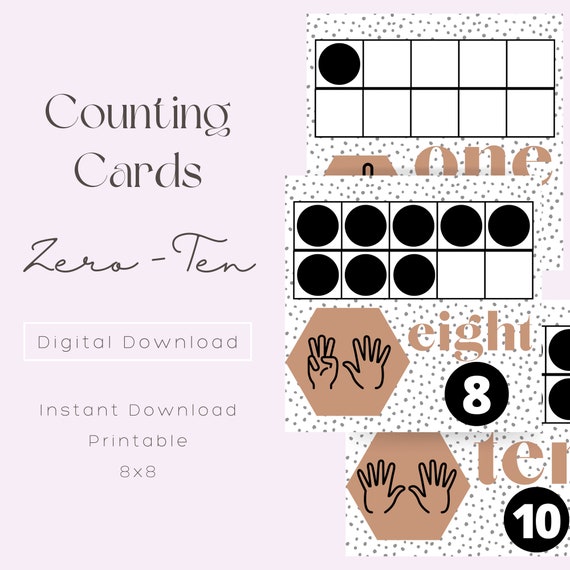Counting Cards Zero Ten Counting Fingers Dot Counting - Etsy