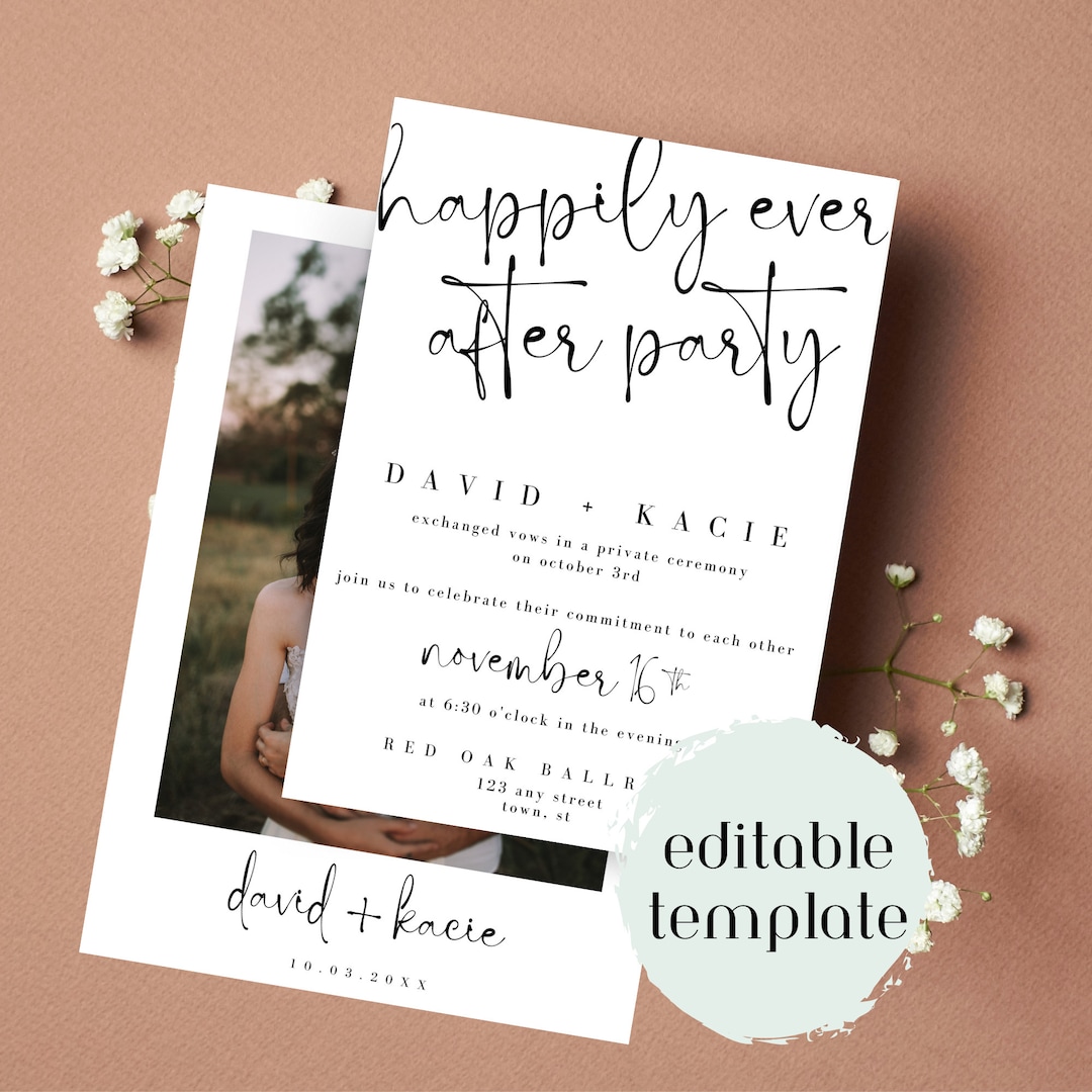 Happily Ever After Party Invitation Template | Elopement Party ...