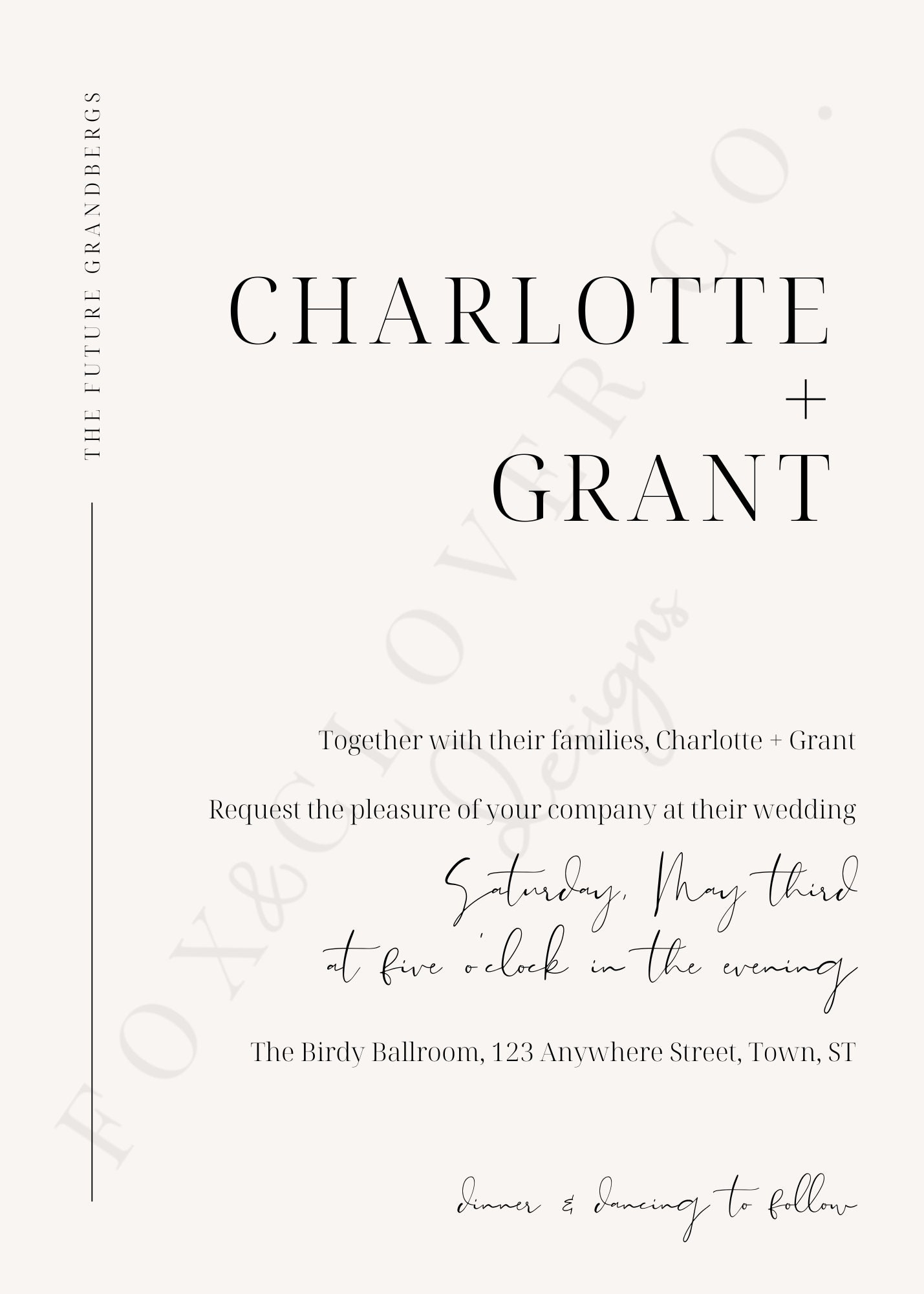 Simple + Clean Wedding Invitation Template | Wedding Day | Wedding ...