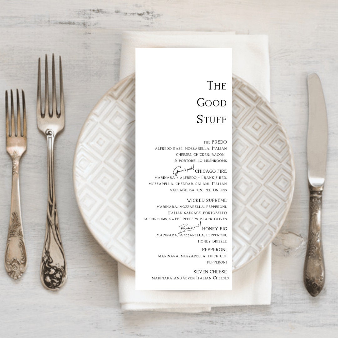 Wedding Menu Template | Minimalist Wedding Menu | Modern Wedding Menu ...