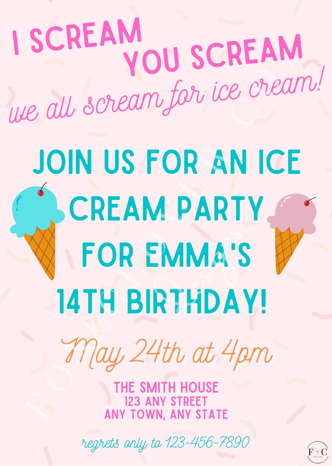 Ice Cream Birthday Invite | Birthday Invite Template | Kids Birthday ...