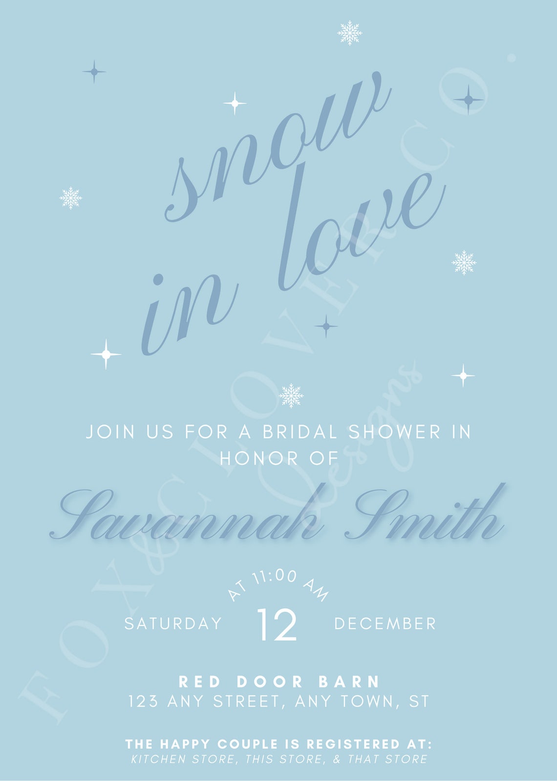 Snow in Love Bridal Shower Invitation Template Snow Wedding Bridal ...