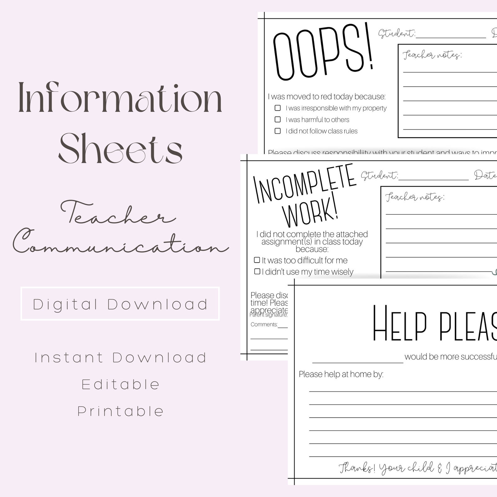 Editable Send Home Forms Back to School Classroom Forms - Etsy