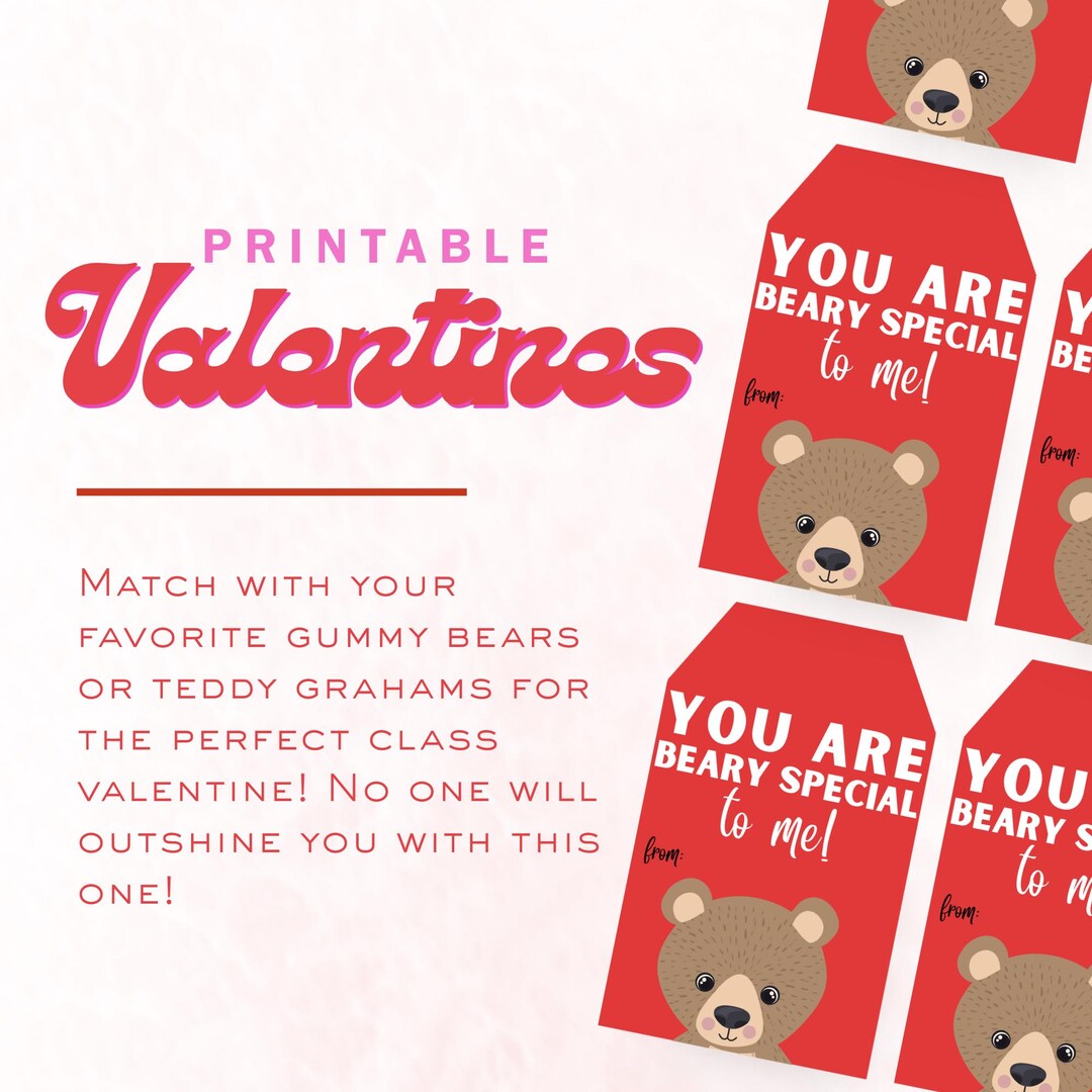 Beary Special Class Valentine | Printable | Instant Download | PDF ...