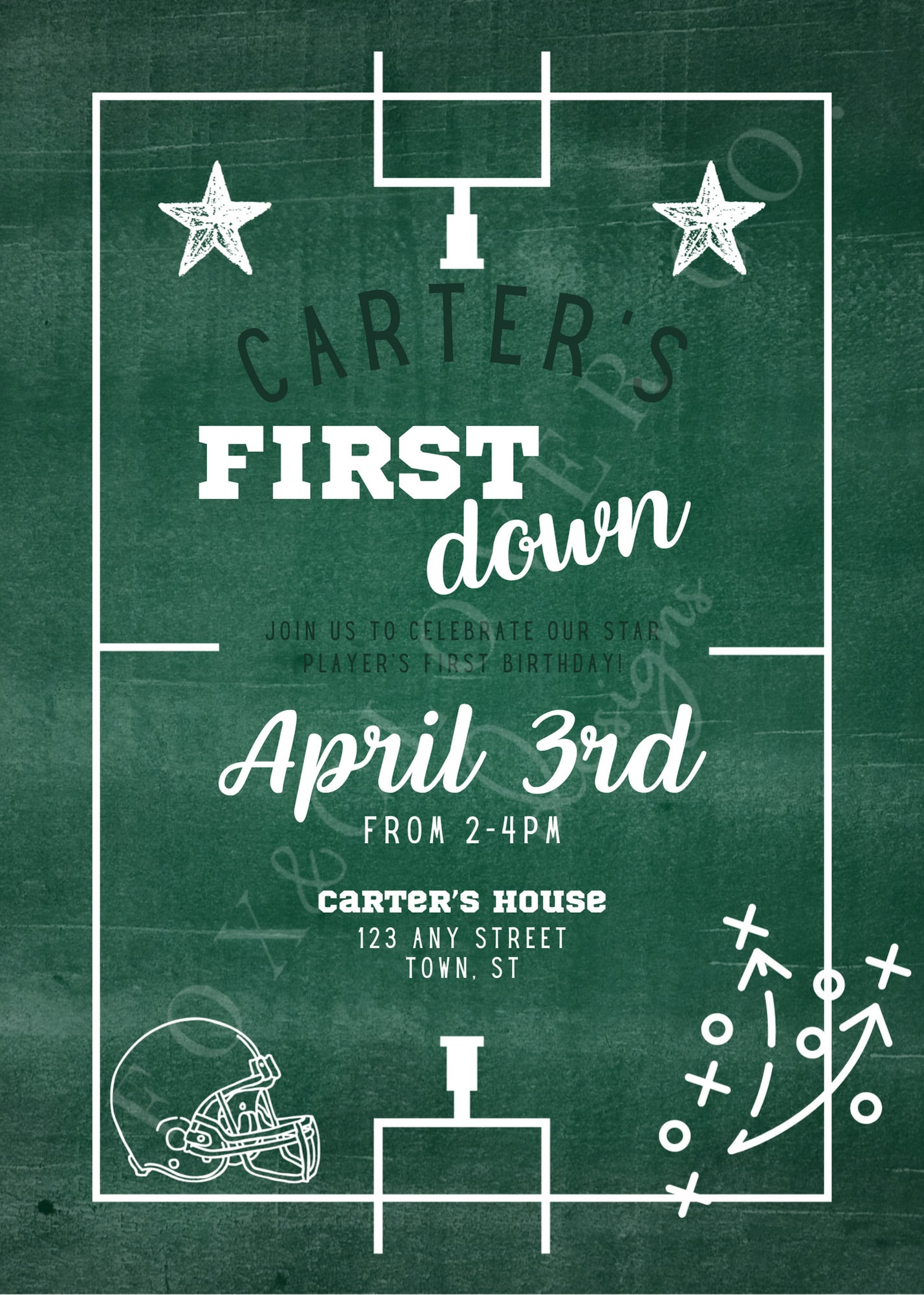 First Down Birthday Invite Template | First Birthday + Any Age | Sports ...