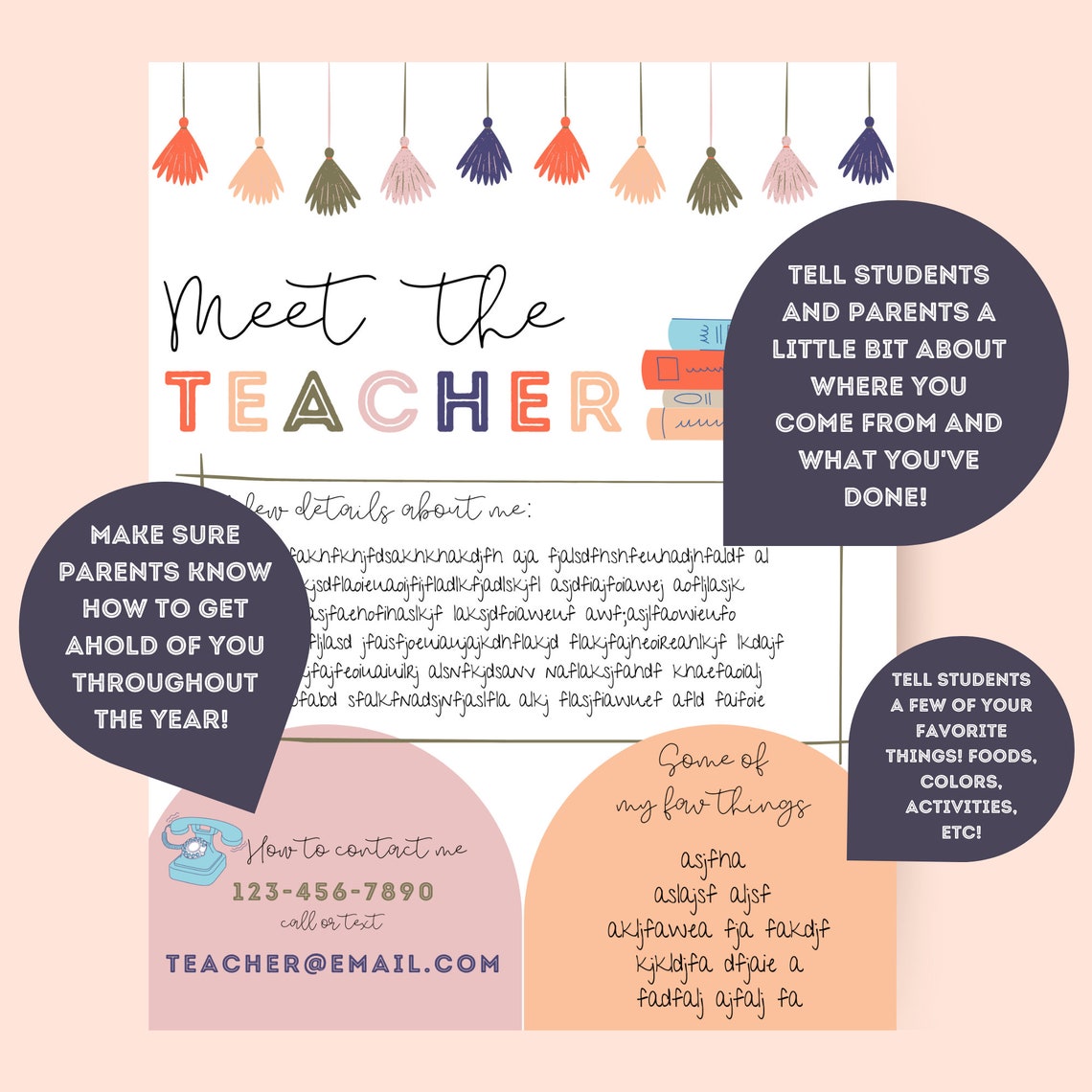 Meet the Teacher All About Me Instant Download Editable - Etsy