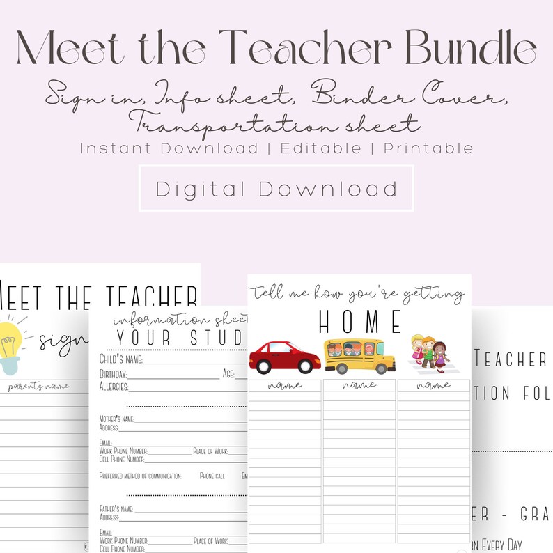 Editable Meet the Teacher Bundle Ready to Print Instant - Etsy