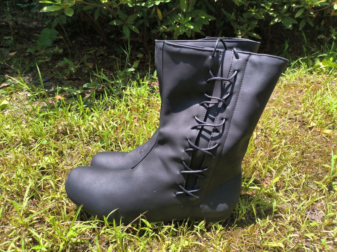 Black Renaissance Boots, Medieval LARP Pirate Boots, Gothic Viking ...