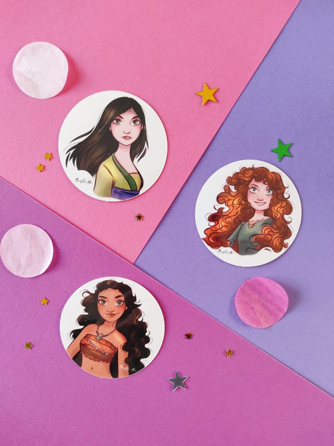 Vinyl Stickers of the Disney Merida Moana Jasmine and Mulan - Etsy