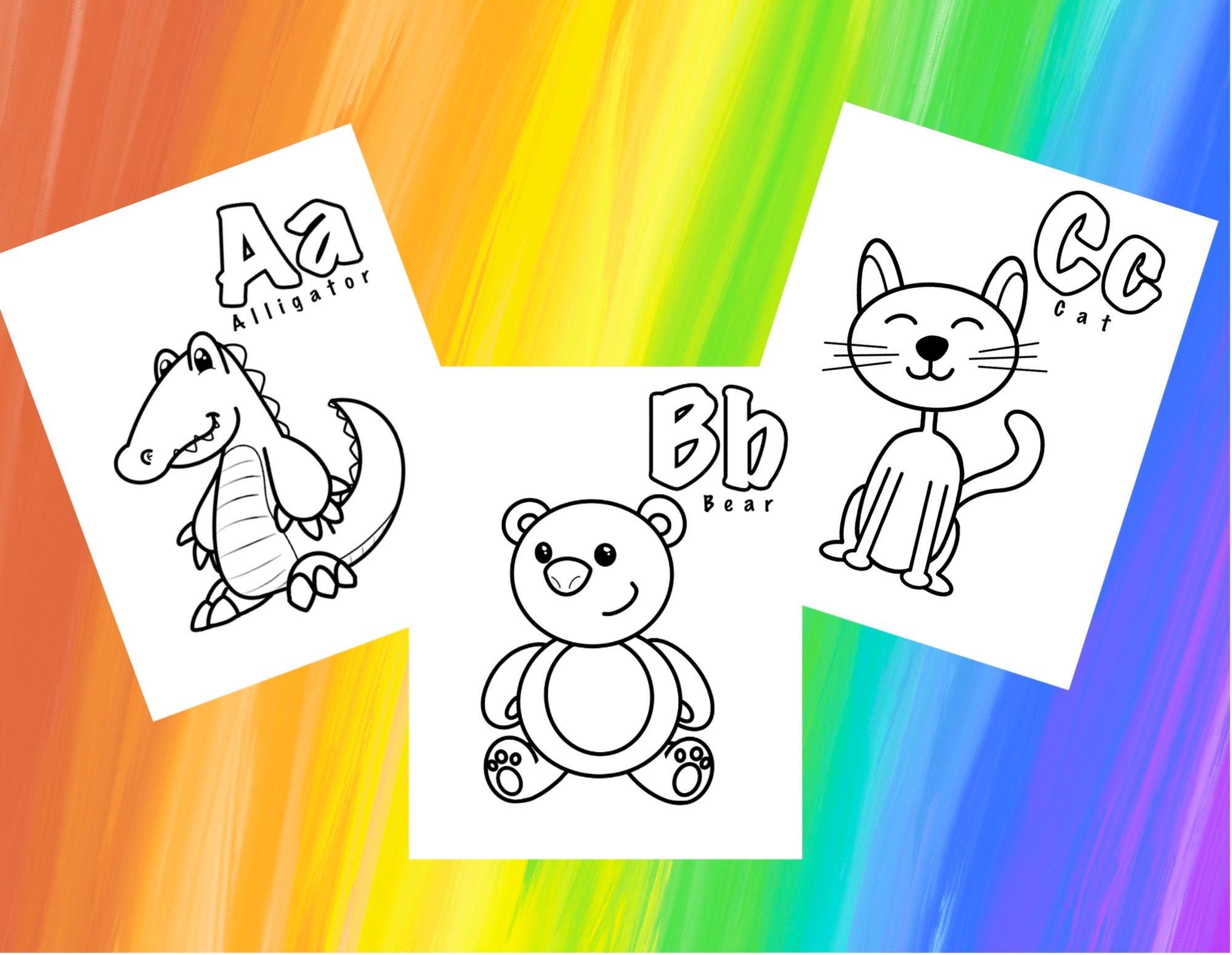 DIGITAL FILE Animal Alphabet Coloring Pages, Educational Coloring Pages ...
