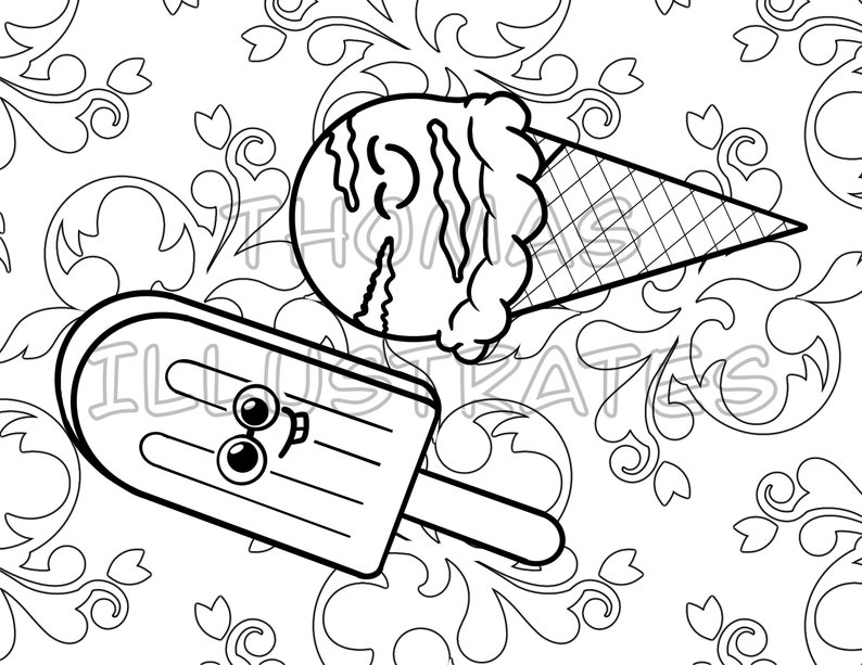DIGITAL FILE Fun Summer Coloring Page, Ice Cream Coloring, Summer Treat ...
