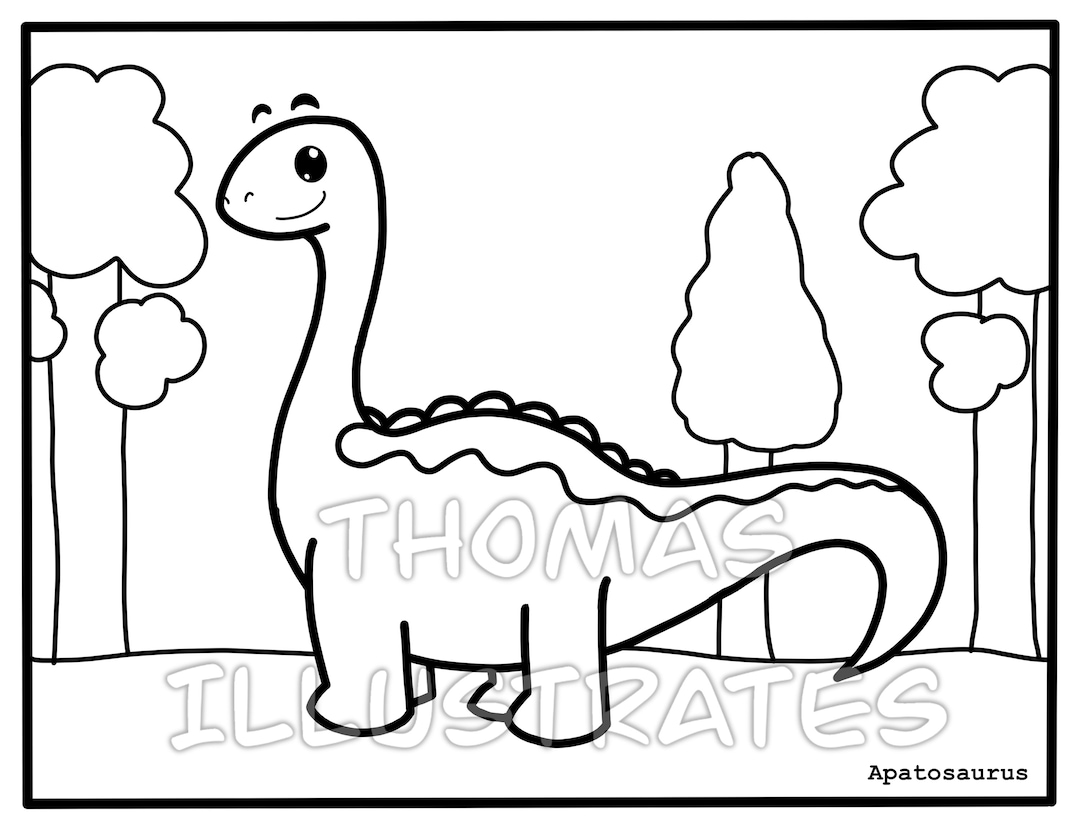 DIGITAL FILE Dinosaur Coloring Page, Kids Dinosaur Coloring, Coloring ...
