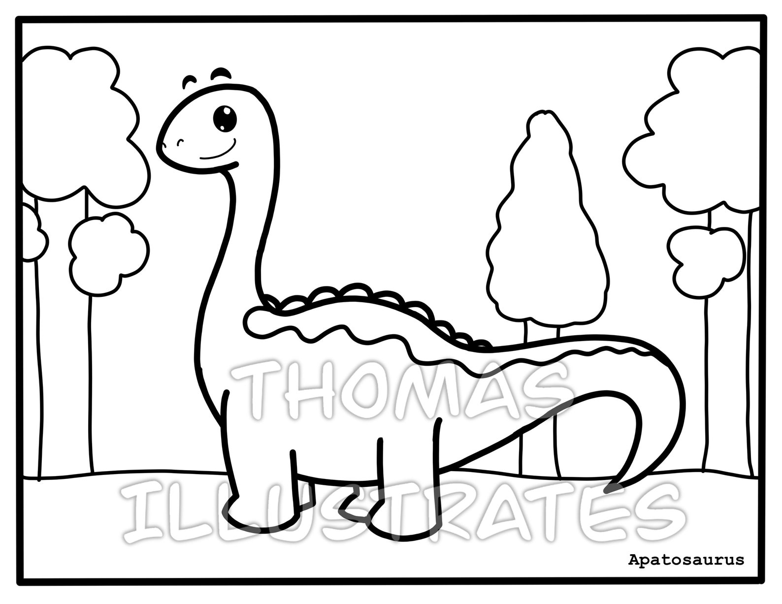 DIGITAL FILE Dinosaur Coloring Page, Kids Dinosaur Coloring, Coloring ...