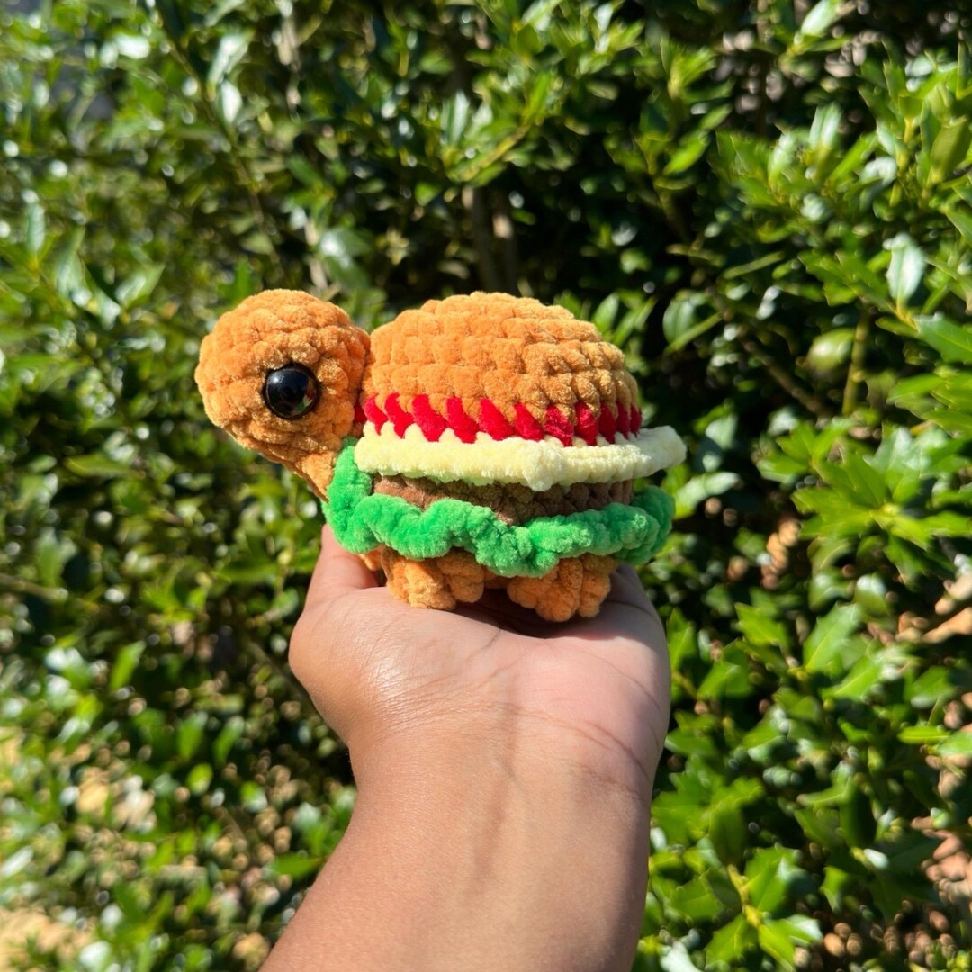 Burger Turtle Plushie, Made to Order Turtle, Food Cheeseburger Turtle ...