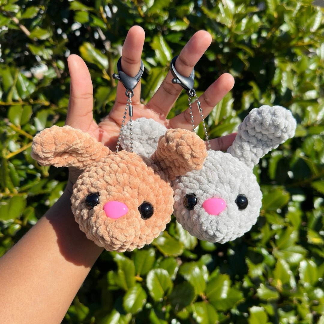 Bunny Plushie Keychain, Crochet Rabbit Keychain, Stuffed Handmade Bunny ...