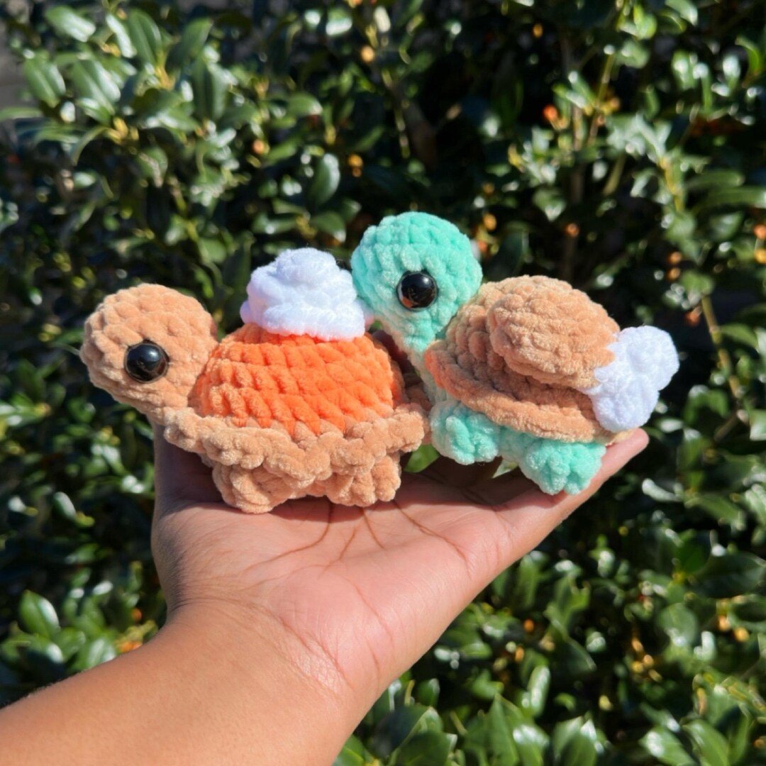 Crochet Thanksgiving Turtle Plushies, Chenille Yarn Stuffed Animals ...