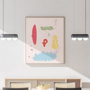 Cute Poster, Blue and Red Designer Poster, Cool Modern Wall Art, One ...