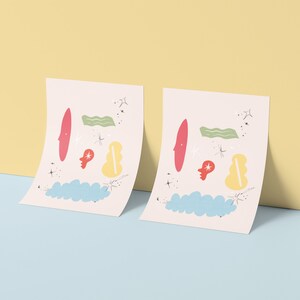 Cute Poster, Blue and Red Designer Poster, Cool Modern Wall Art, One ...