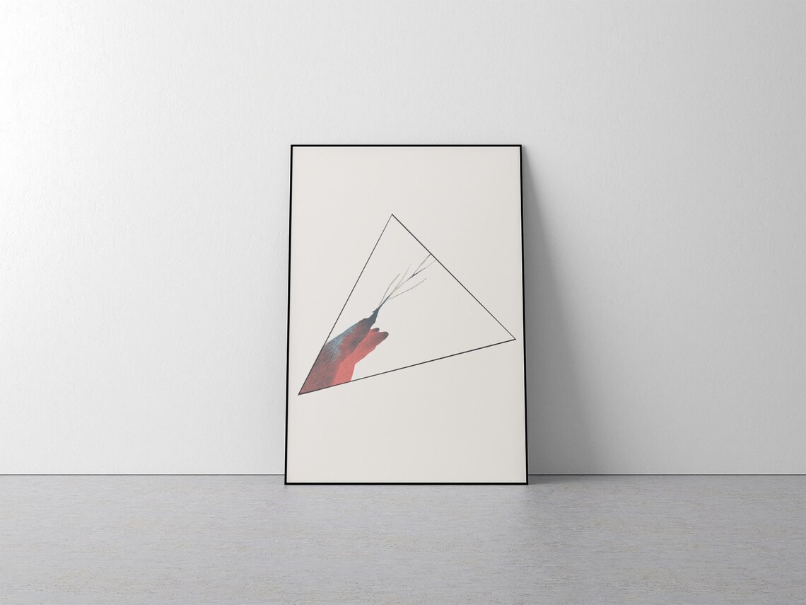Triangle Art Print, Plant Poster, Triangle Wall Decor, Abstract Nordic ...