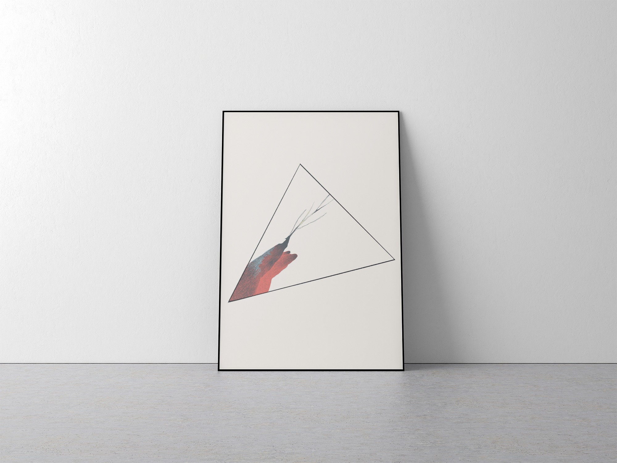 Triangle Art Print, Plant Poster, Triangle Wall Decor, Abstract Nordic ...