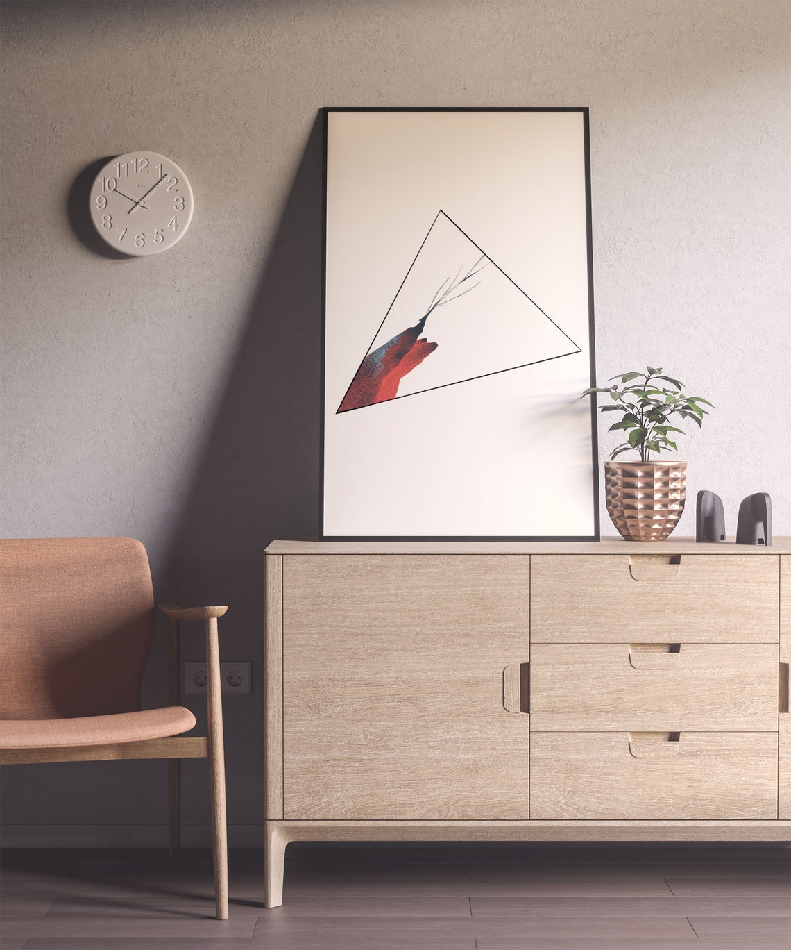 Triangle Art Print, Plant Poster, Triangle Wall Decor, Abstract Nordic ...