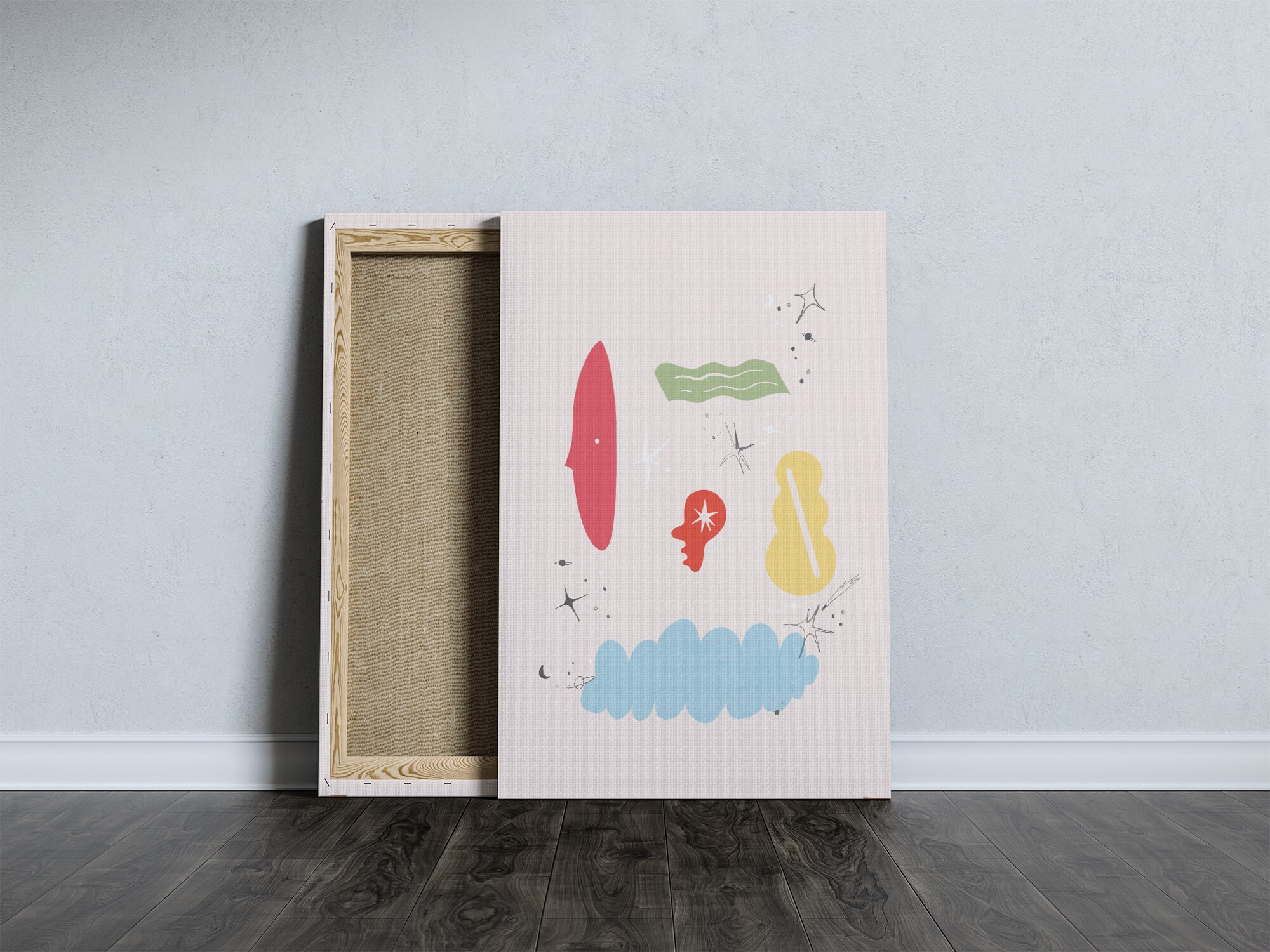 Cute Poster, Blue and Red Designer Poster, Cool Modern Wall Art, One ...