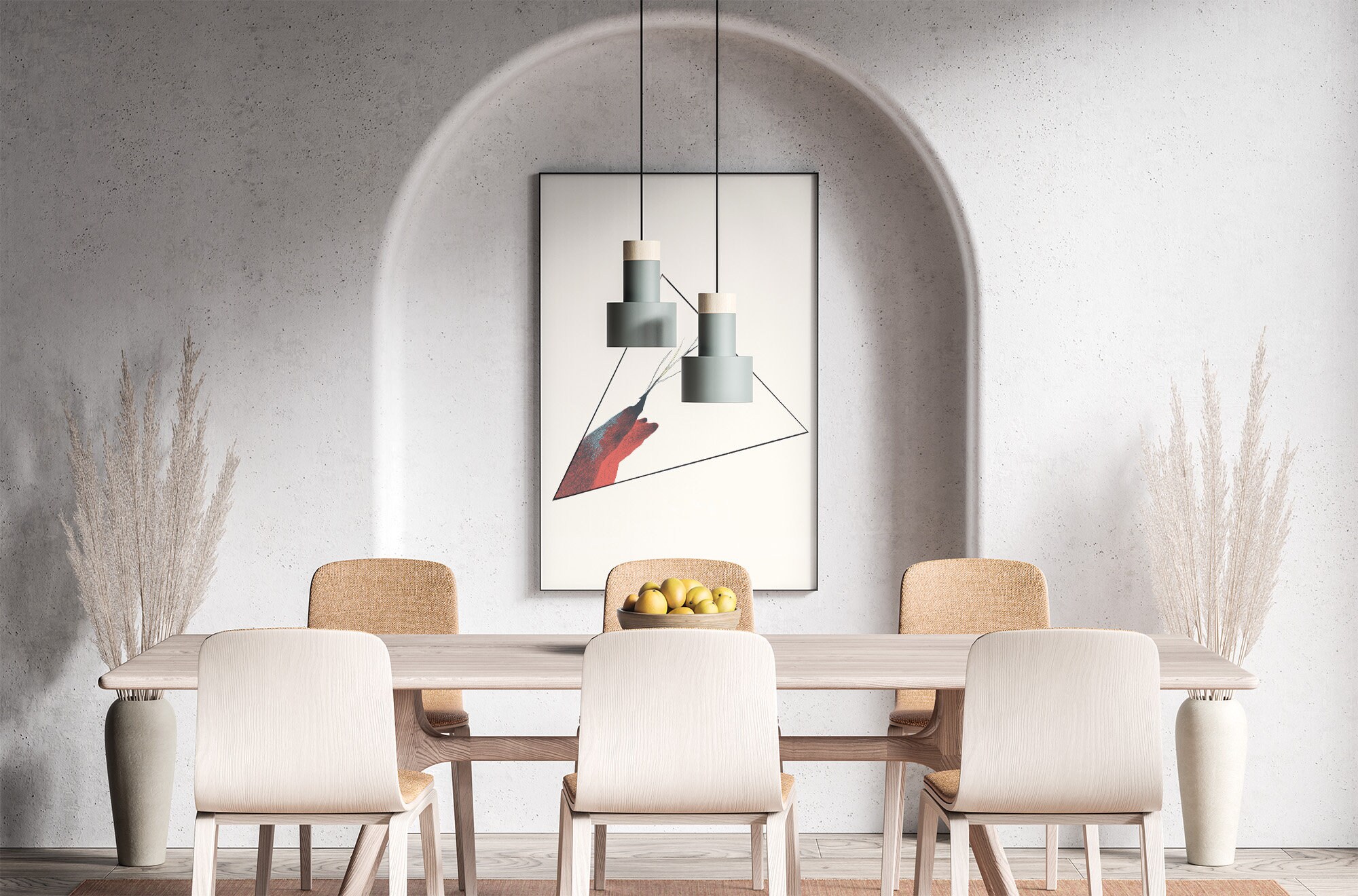 Triangle Art Print, Plant Poster, Triangle Wall Decor, Abstract Nordic ...