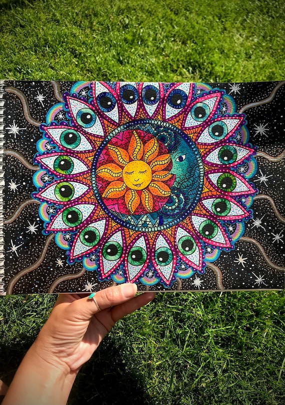 Hippie Art Sun And Moon