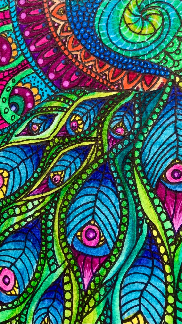 Peacock Psychedelic Art Prints, Mandala Art Print, Hippie Art Prints ...