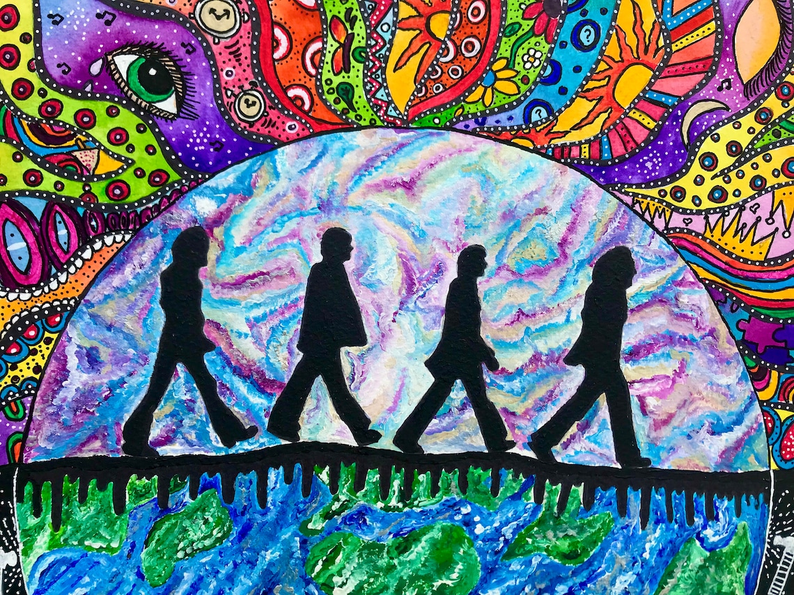 The Beatles Psychedelic Art Prints Abbey Road Illustrated - Etsy