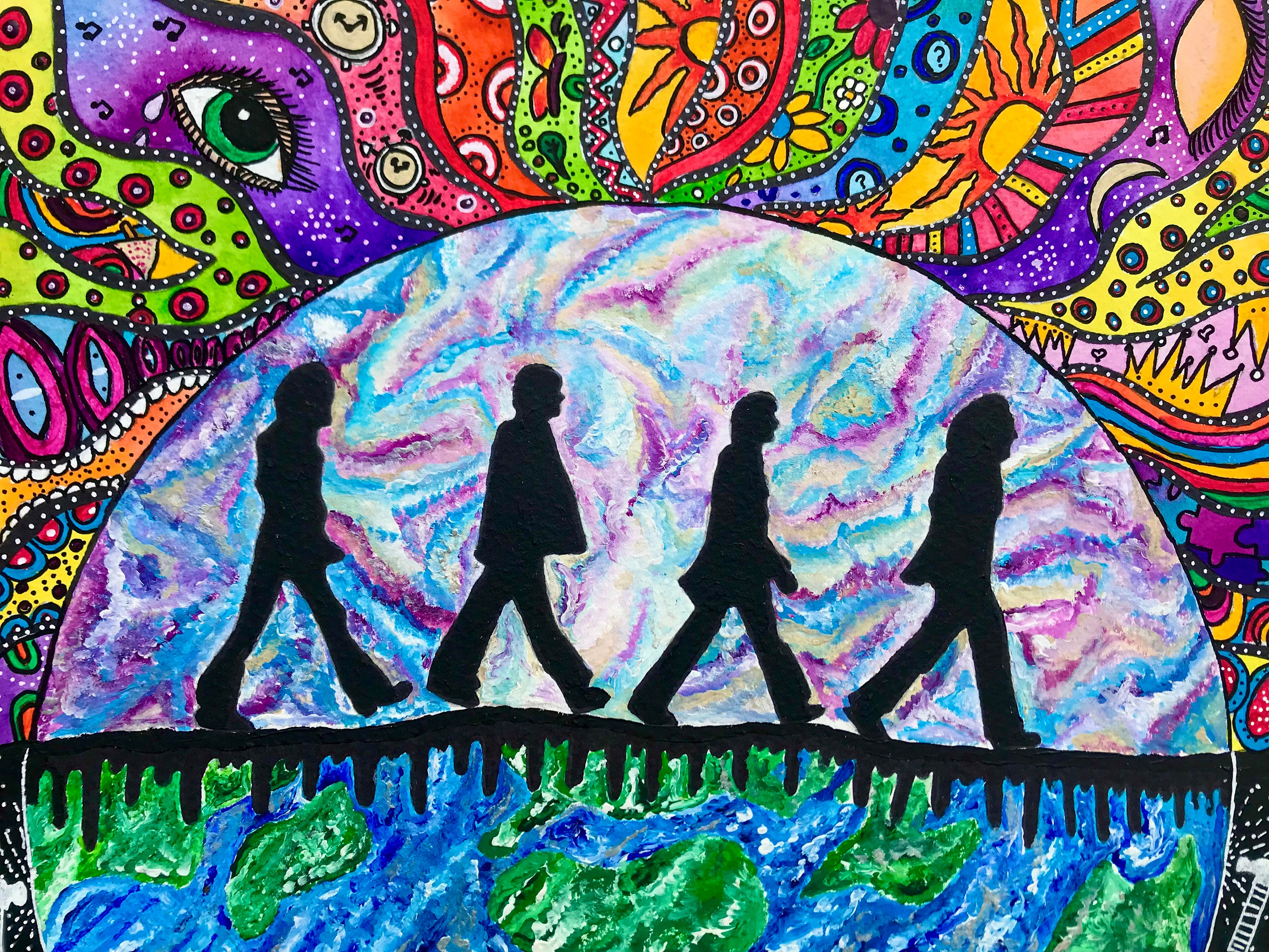 The Beatles Psychedelic Art Prints Abbey Road Illustrated - Etsy UK