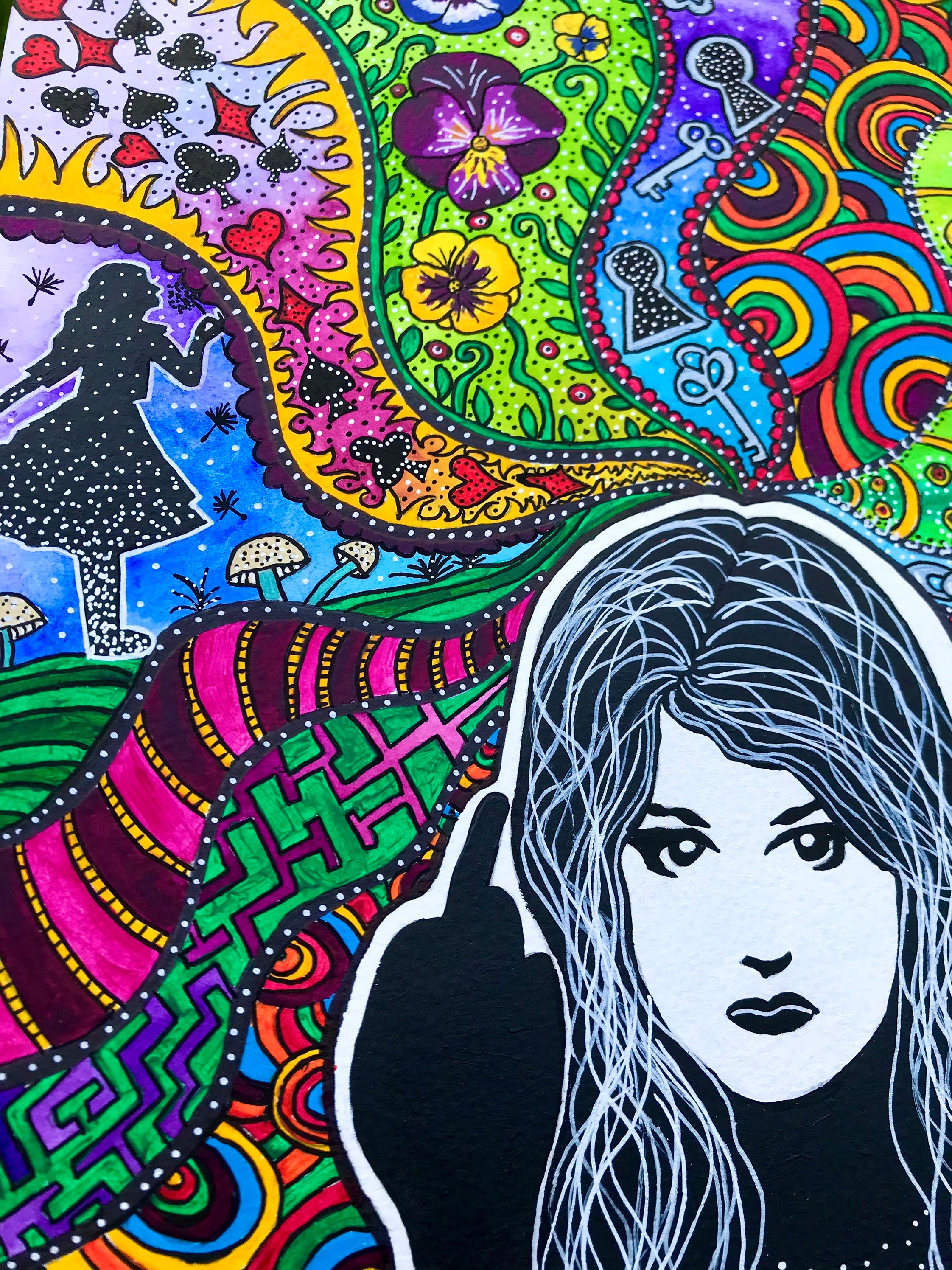 Grace Slick White Rabbit Illustrated Painting. Jefferson - Etsy