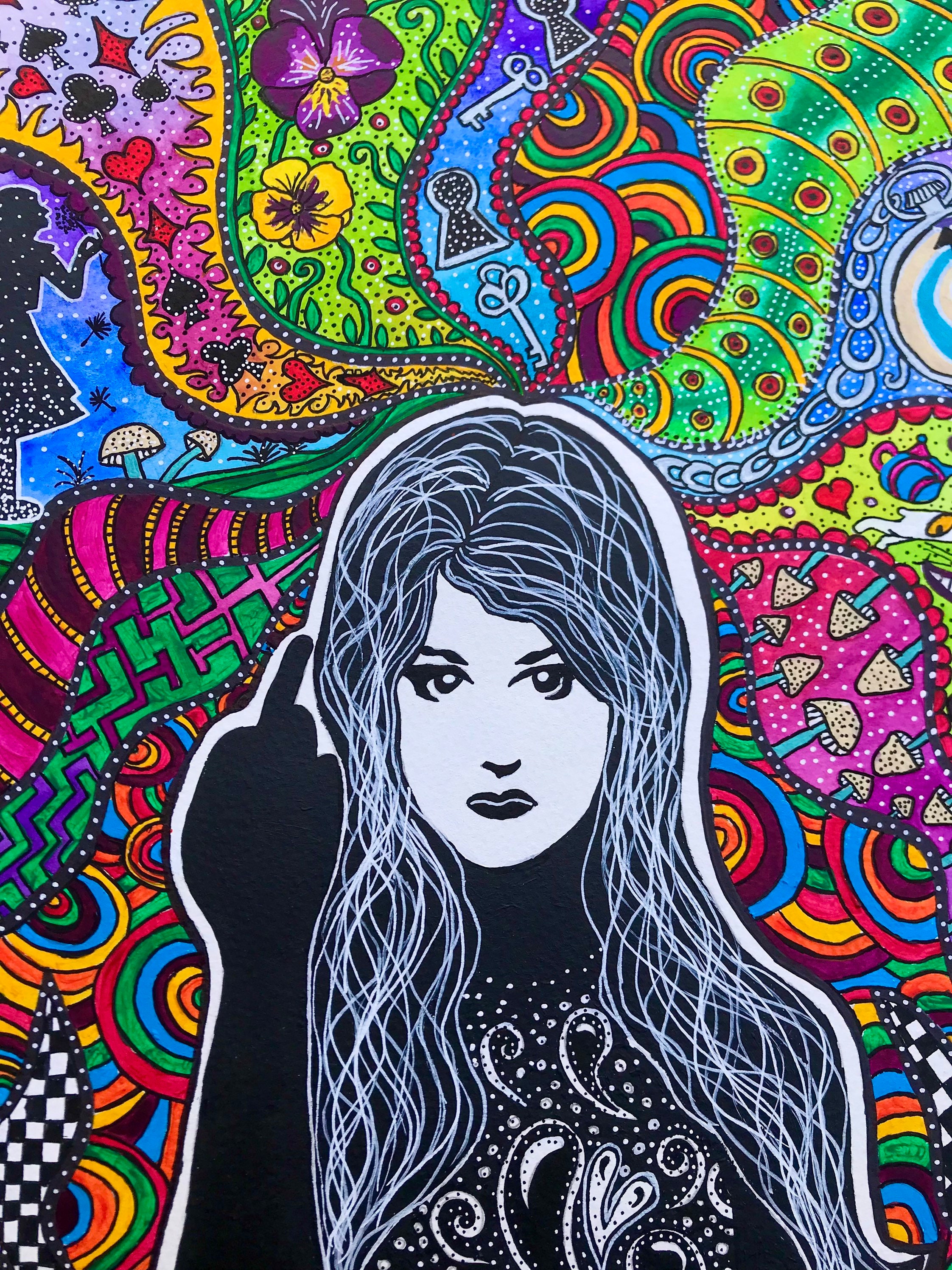 Grace Slick White Rabbit Illustrated Painting. Jefferson Airplane ... Grace Slick White Rabbit Illustrated Painting. Jefferson Airplane ...