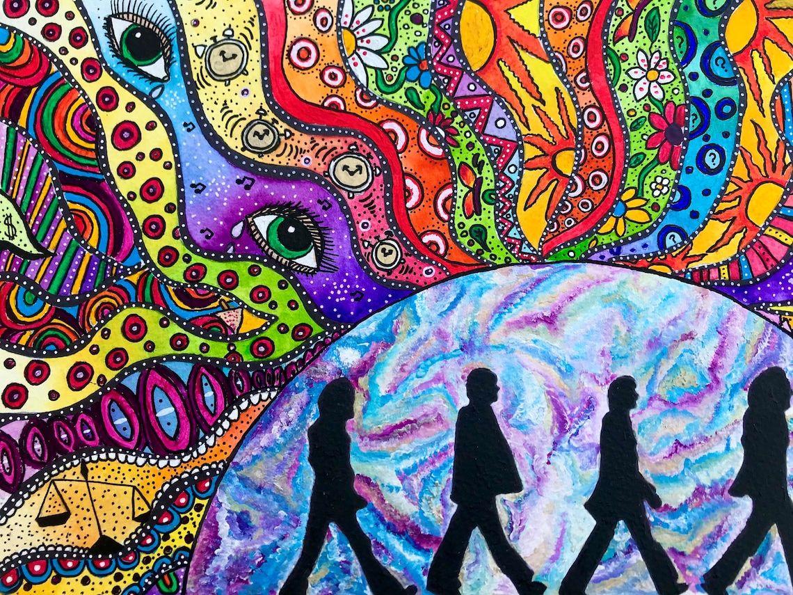 The Beatles Psychedelic Art Prints Abbey Road Illustrated - Etsy