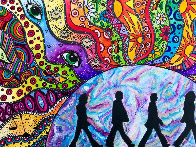 The Beatles Psychedelic Art Prints Abbey Road Illustrated - Etsy